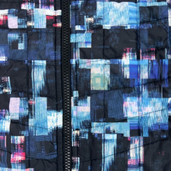 North Face Jacket Womens Medium Blue Black Geometric Quilted Insulated ...
