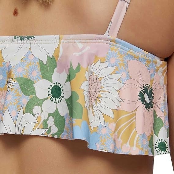 O'Neill Twiggy Ruffle Two-Piece Bikini Girls 7 Multi Stretch Swimsuit ...