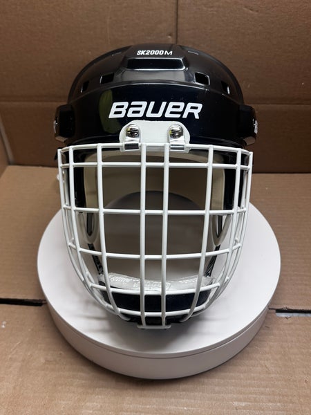 VINTAGE BAUER SK2000 LARGE HOCKEY HELMET GOALIE COMBO WITH NEW HASEK ...