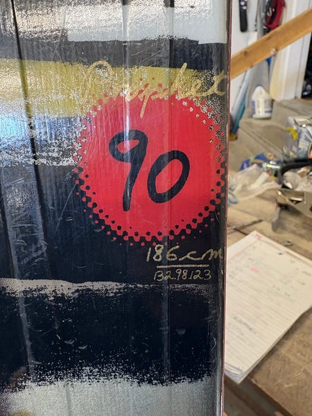 Skis: Line Prophet 90 skis, 186cm. Bindings: Marker, binding Range: 302 ...