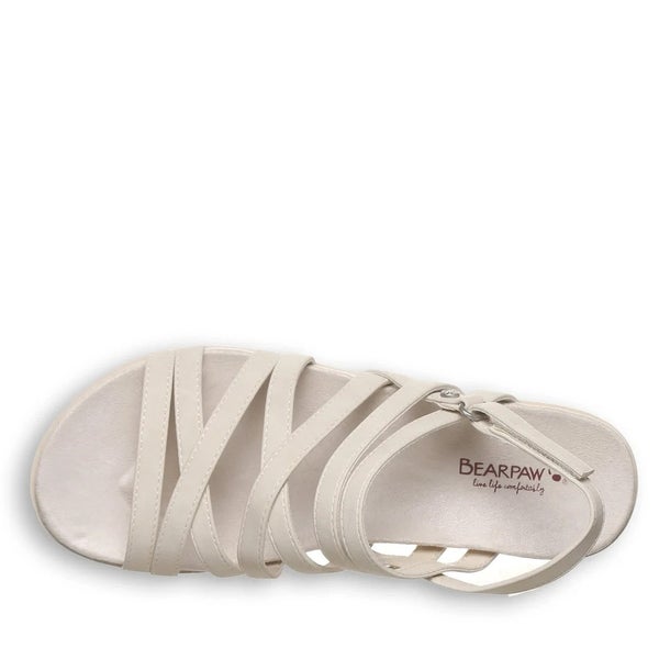Bearpaw Crete Sandals Women's US 7 Bone Ivory Faux Leather Strappy ...