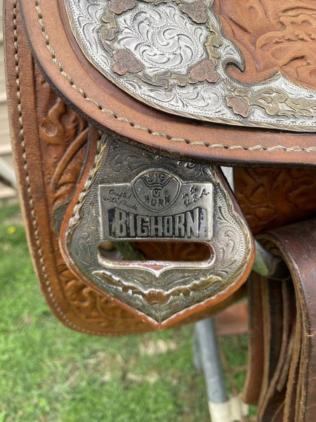 Beautiful 16" Big Horn Western Show Saddle W/silver & oak leaf tooling ...