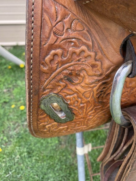 Beautiful 16" Big Horn Western Show Saddle W/silver & oak leaf tooling ...