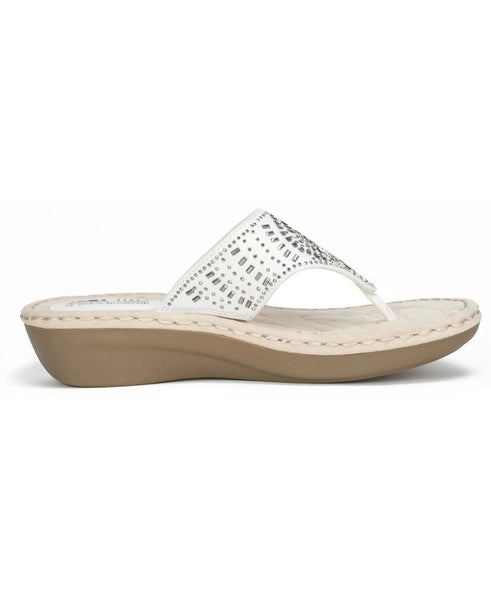 Cliffs by White Mountain Cienna Sandal Women 8.5M White Thong Flip-Flop ...