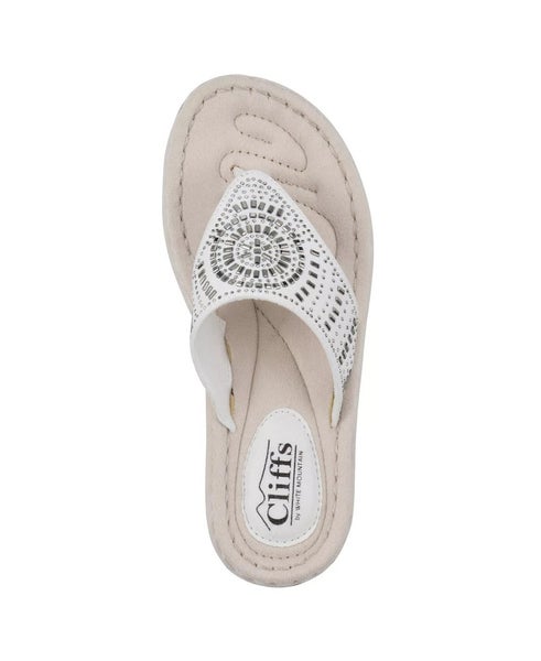 Cliffs by White Mountain Cienna Sandal Women 8.5M White Thong Flip-Flop ...
